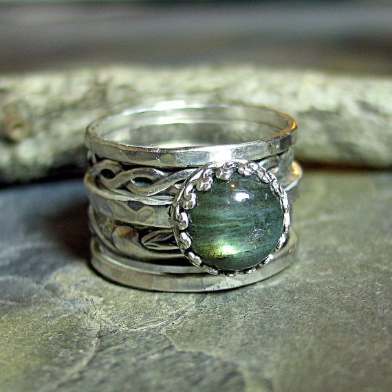 Labradorite stacking ring set - Castle Keep – Lavender Cottage Jewelry