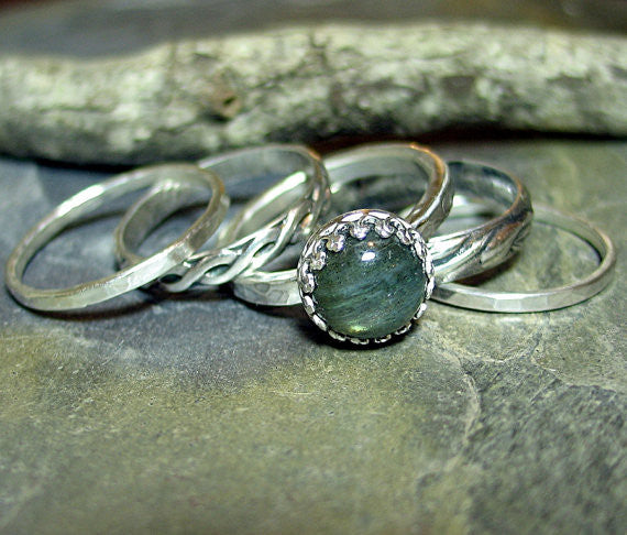 Labradorite stacking ring set - Castle Keep – Lavender Cottage Jewelry