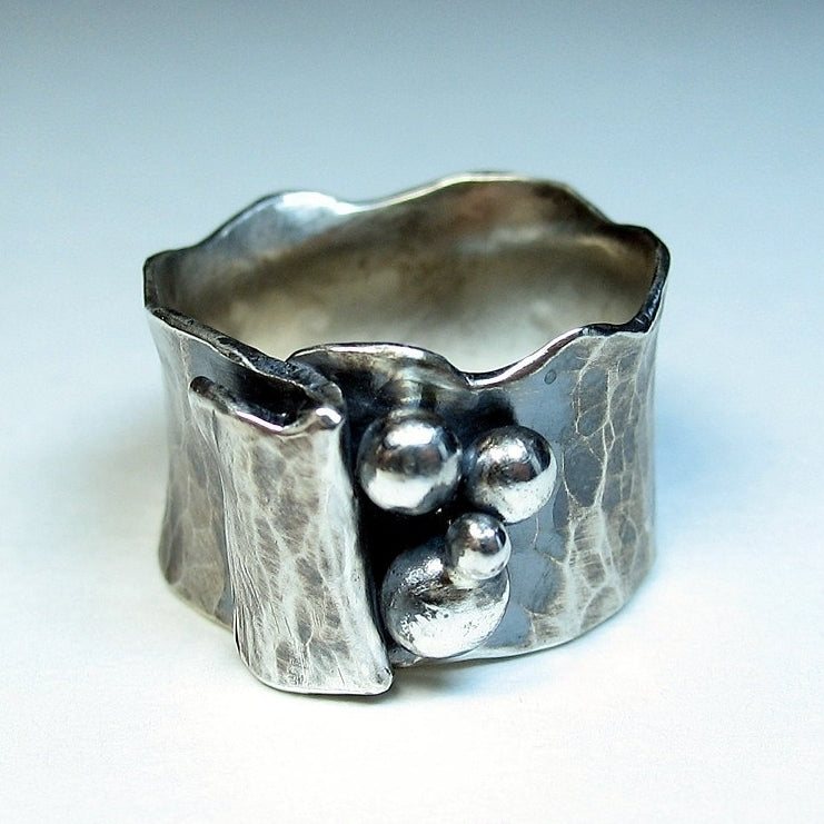 Artisan Sterling Silver Ring - Silver Pebbles – Lavender Cottage Jewelry
