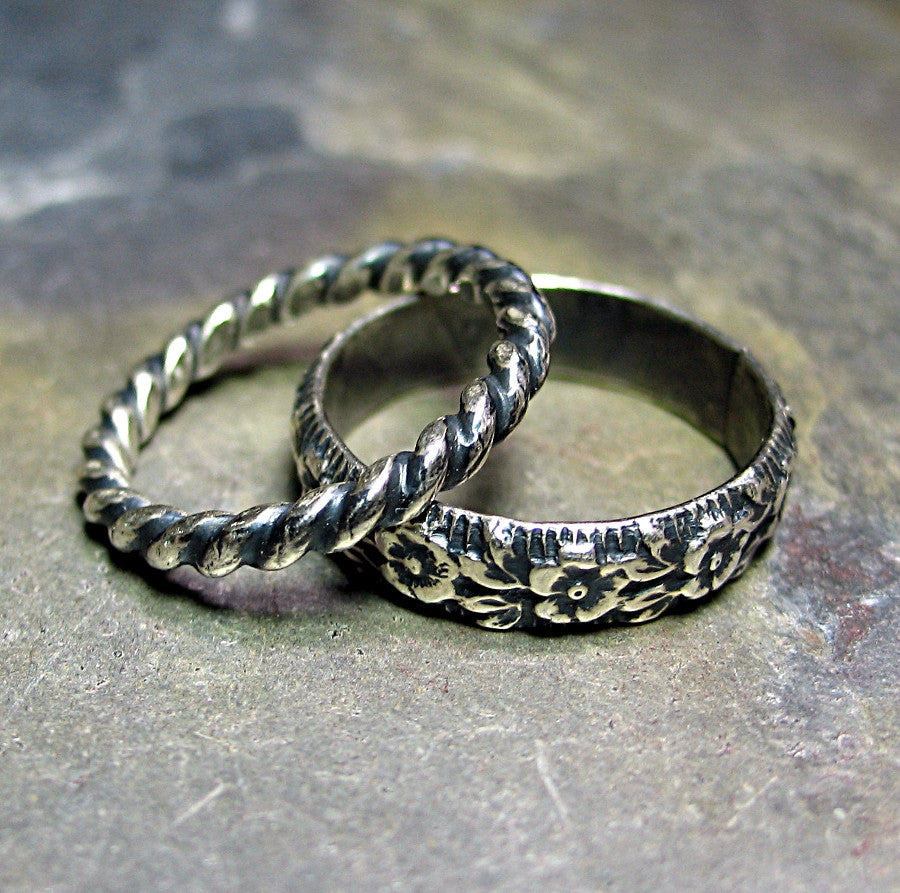 Stacking rings in sterling silver pattern wire - Country Garden ...